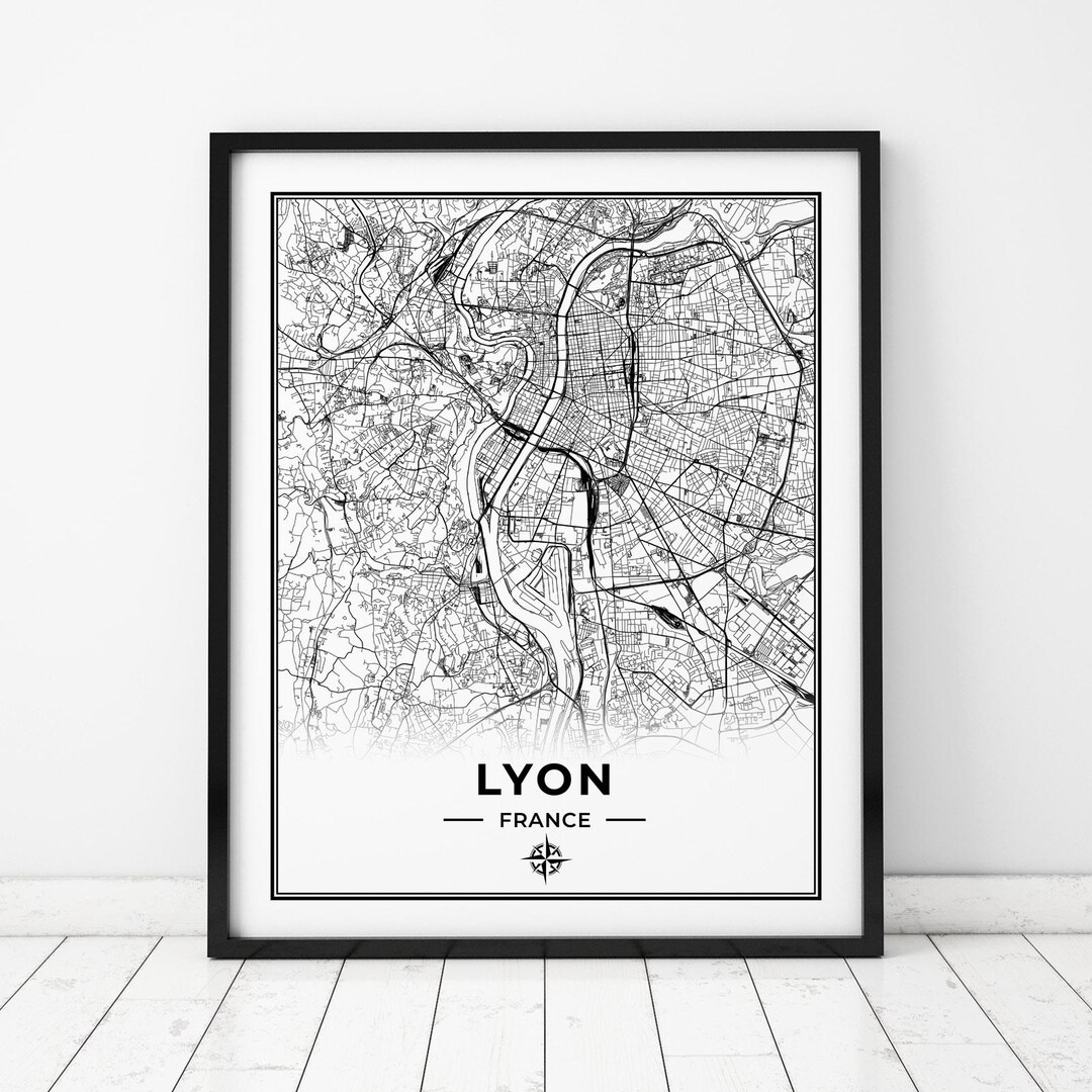 Lyon Map Print | Map of Lyon France | Digital Download - Etsy