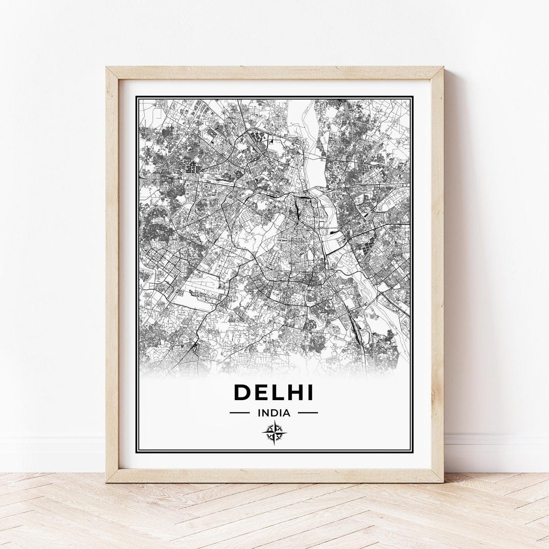 Delhi Map Print | Map of Delhi India | Digital Download - Etsy