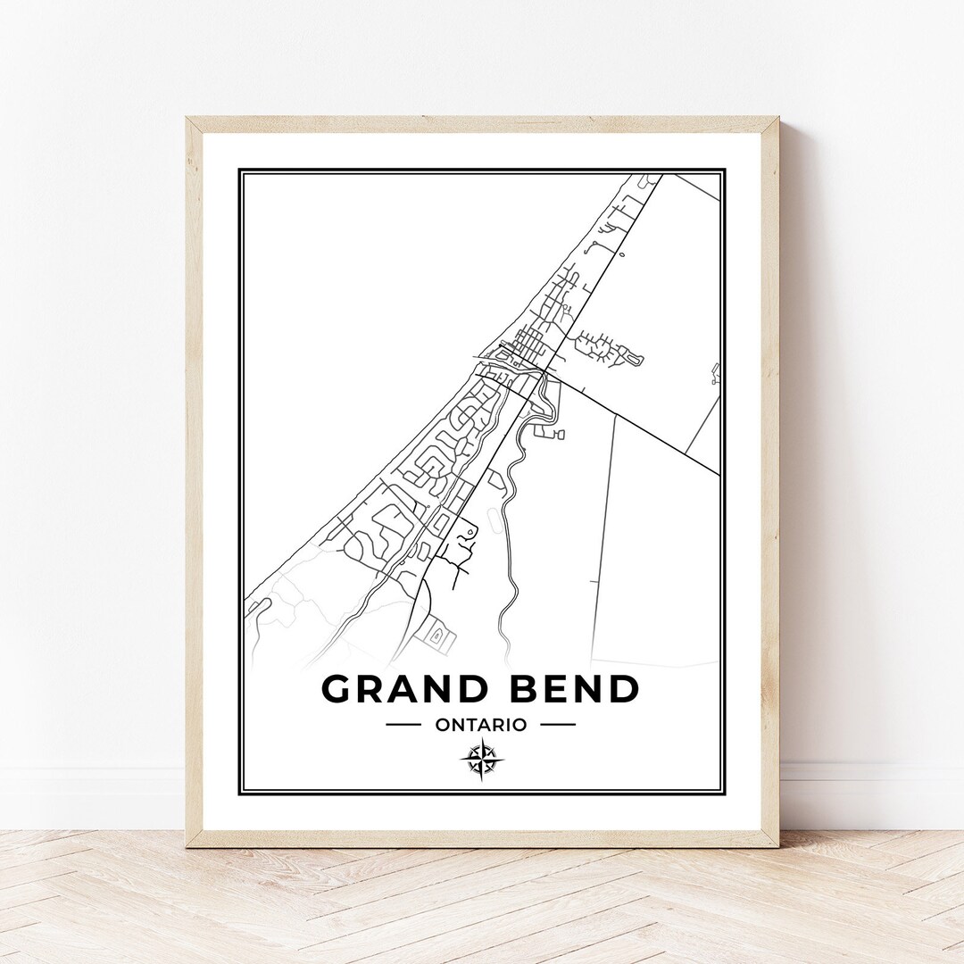 Grand Bend Map Print | Map of Grand Bend Ontario | Black & White ...