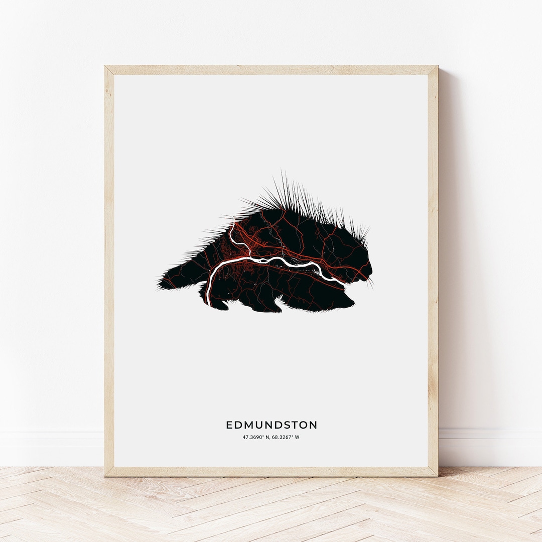 Edmundston Porcupine Print | Map of Edmundston New Brunswick | Digital ...