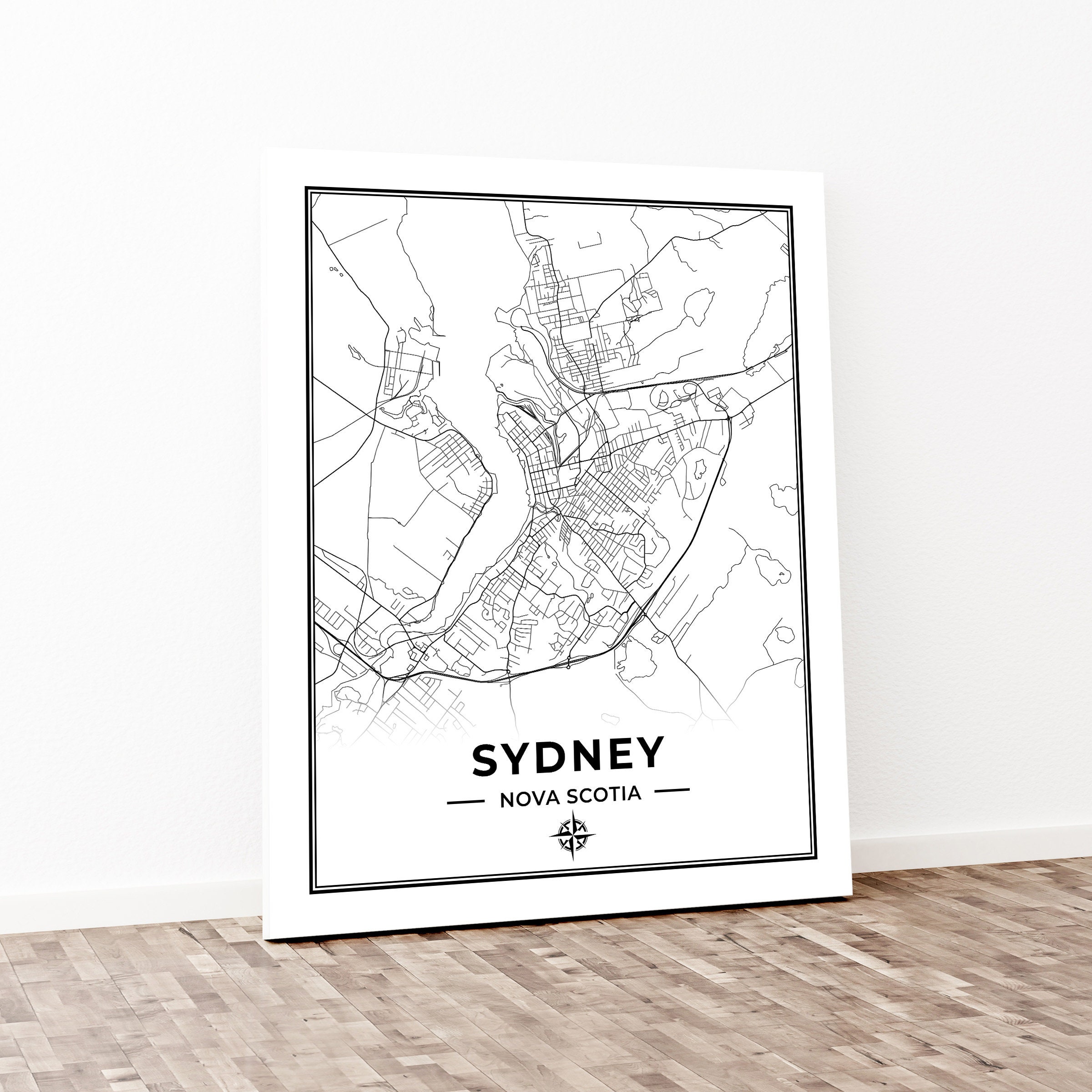 Sydney Map Print Map of Sydney Nova Scotia Black & White | Etsy