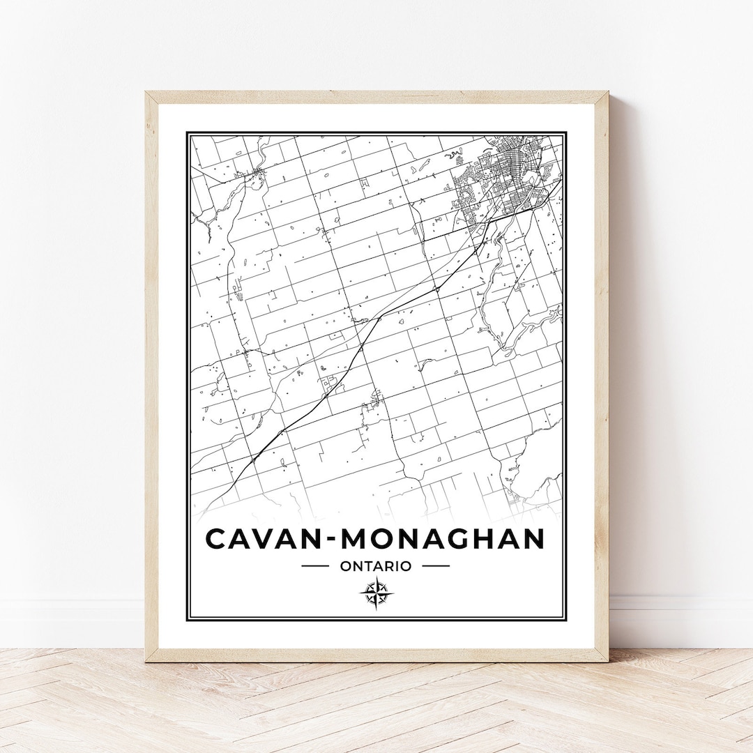 Cavan-monaghan Map Print | Map of Cavan-monaghan Ontario | Black ...
