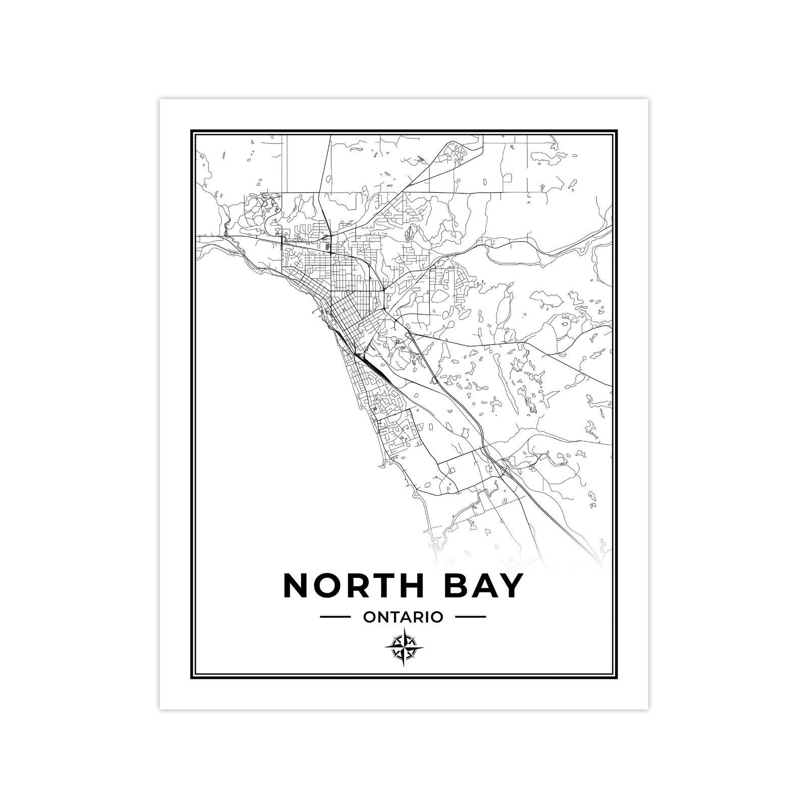 North Bay Map Print Map of North Bay Ontario Black & White - Etsy Canada