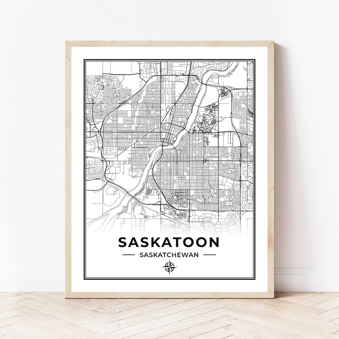 Saskatoon Map Print Map of Saskatoon Saskatchewan Black & - Etsy