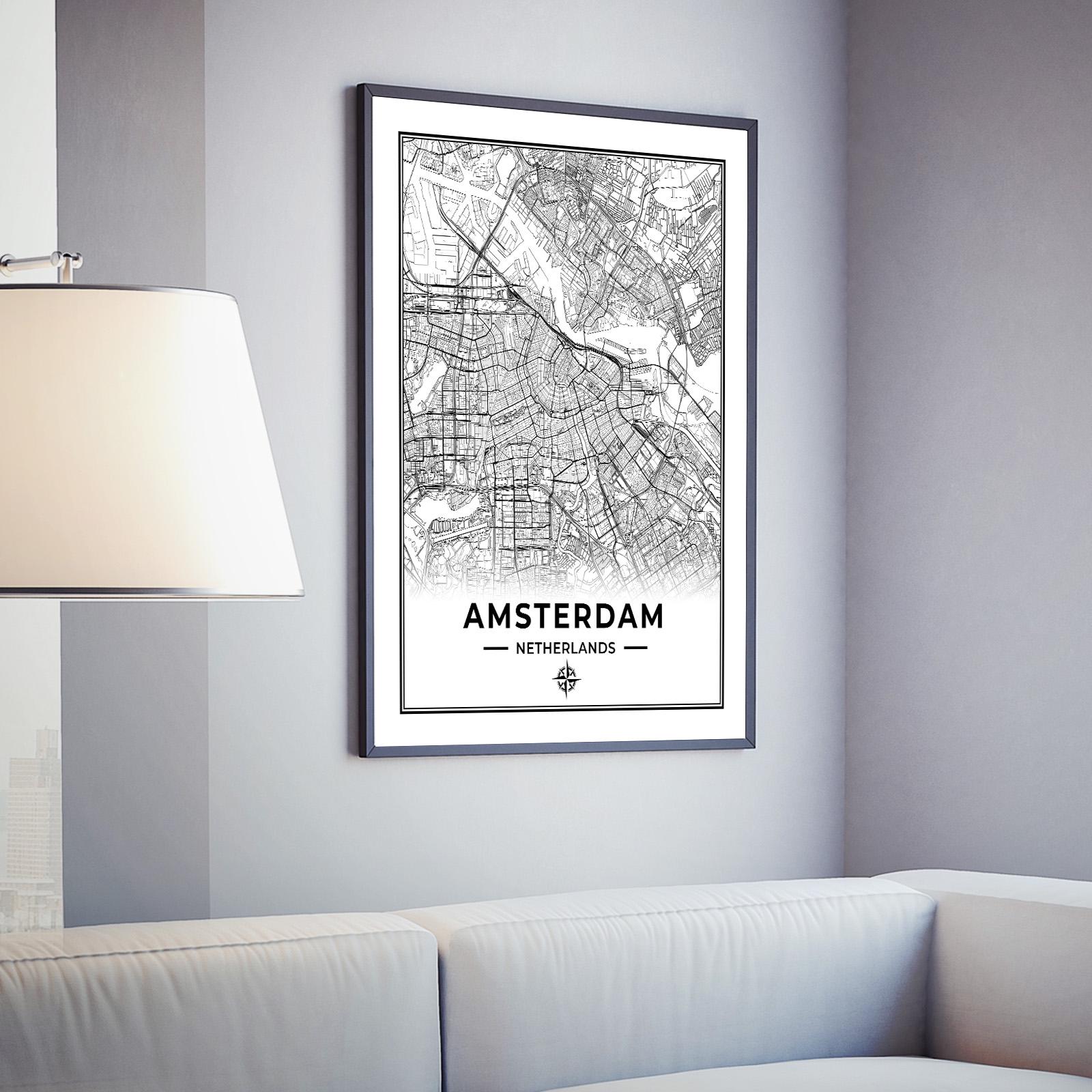 Amsterdam Map Print | Map of Amsterdam Netherlands | Digital Download ...