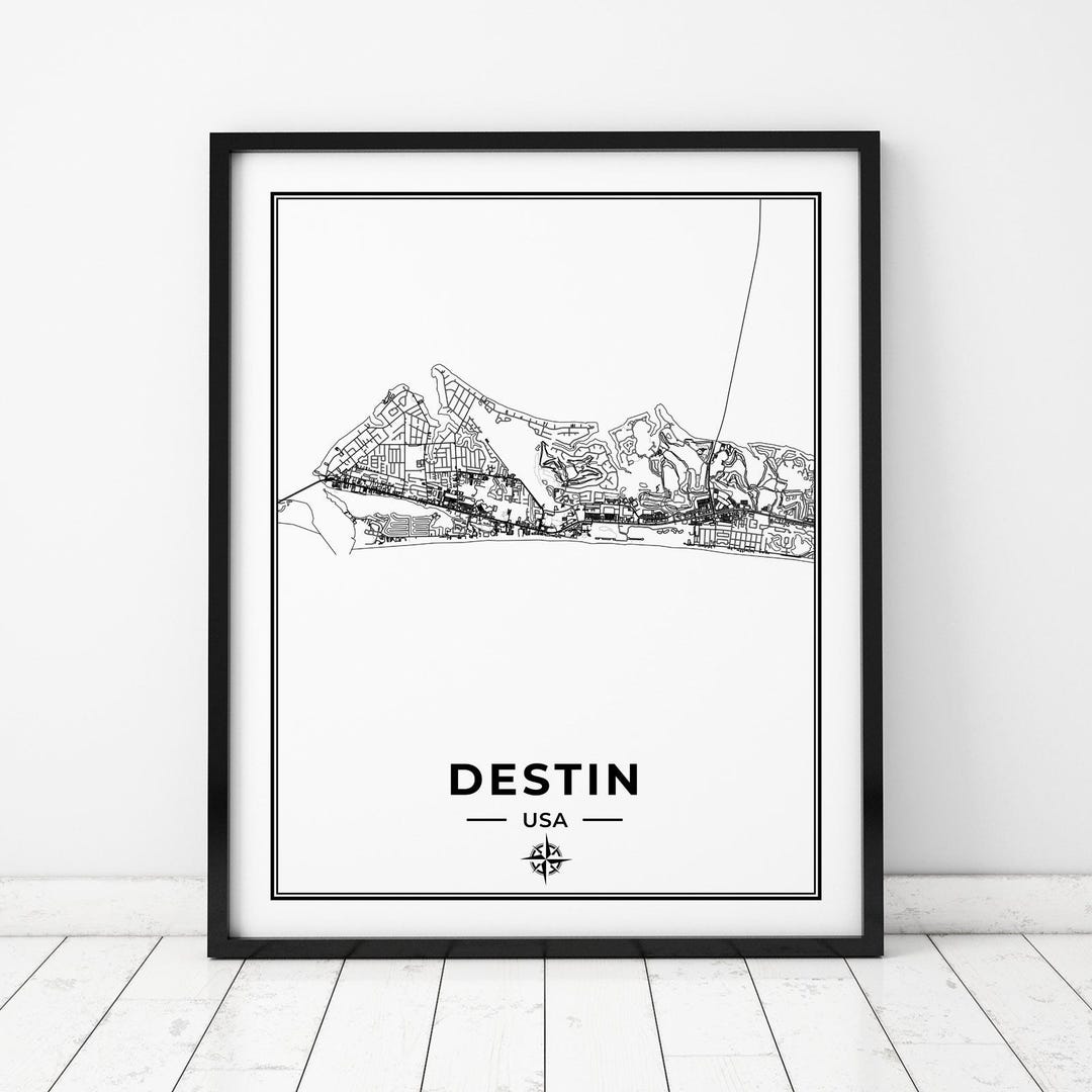 Destin Map Print | Map of Destin Florida | Digital Download - Etsy