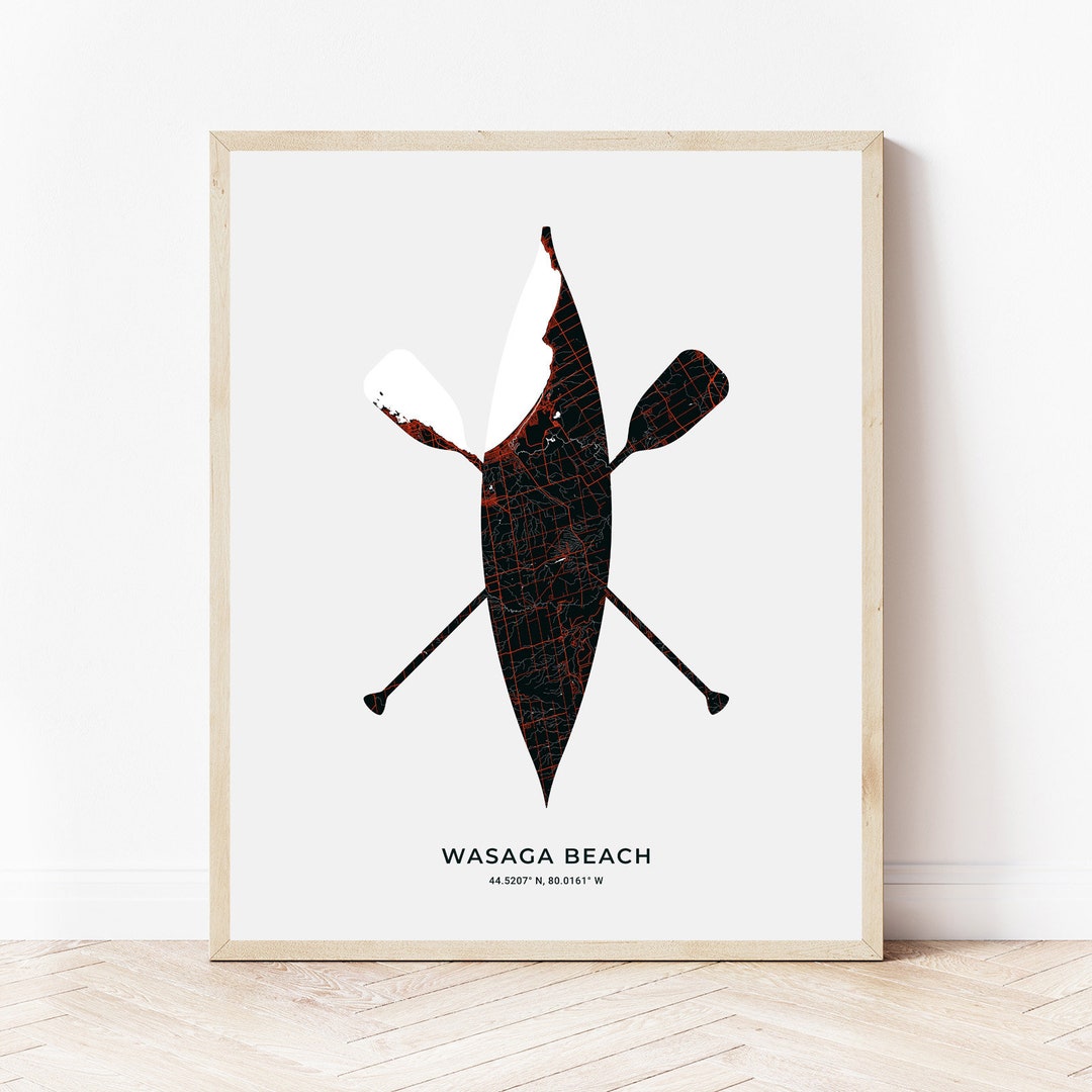 Wasaga Beach Canoe Print | Map of Wasaga Beach Ontario | Digital ...