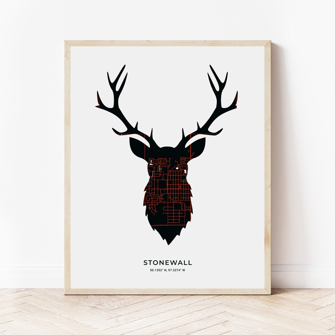 Stonewall Stag Print Map of Stonewall Manitoba Digital Download - Etsy