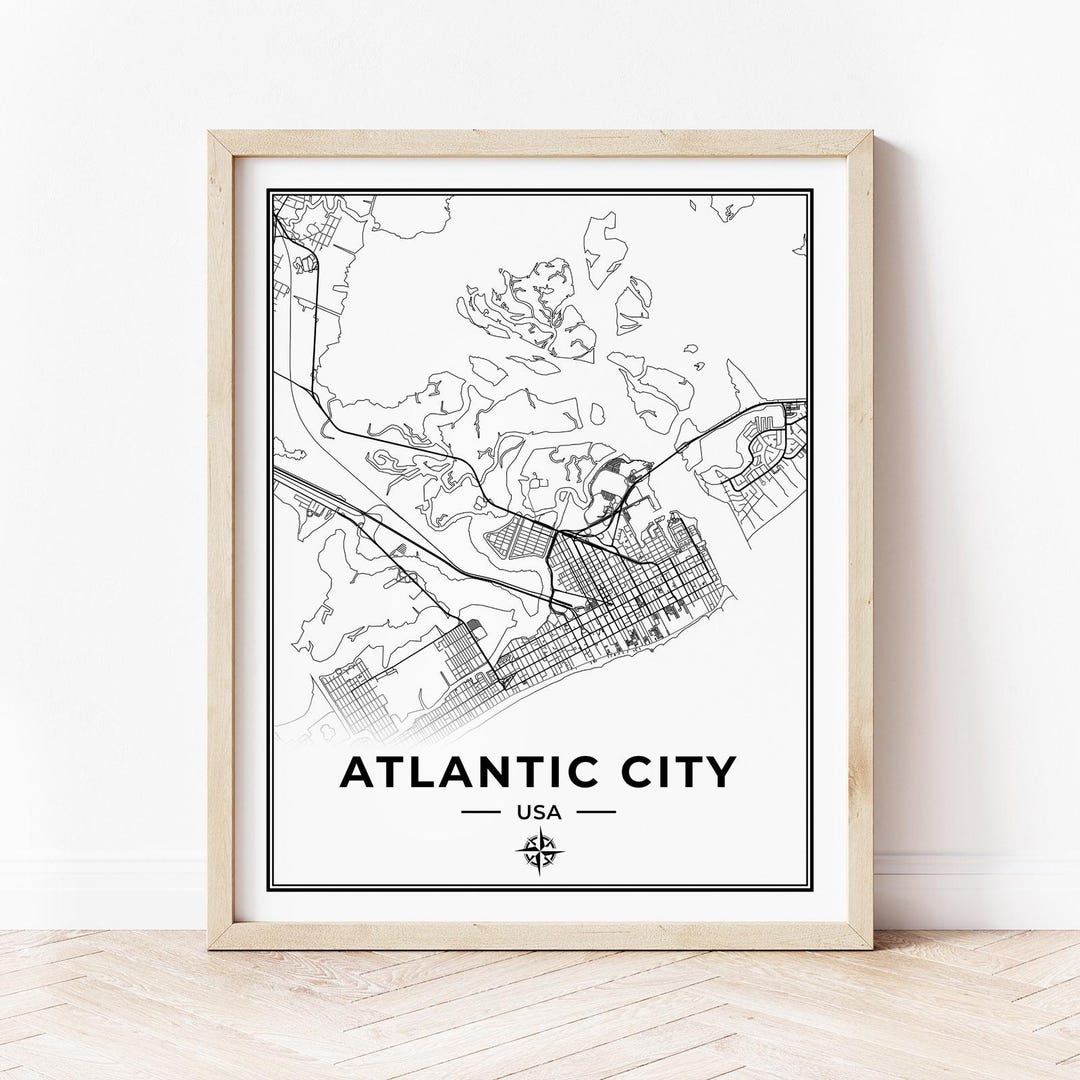 Atlantic City Map Print | Map of Atlantic City New Jersey | Digital ...