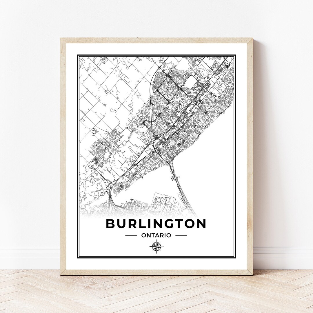 Burlington Map Print | Map of Burlington Ontario | Black & White ...