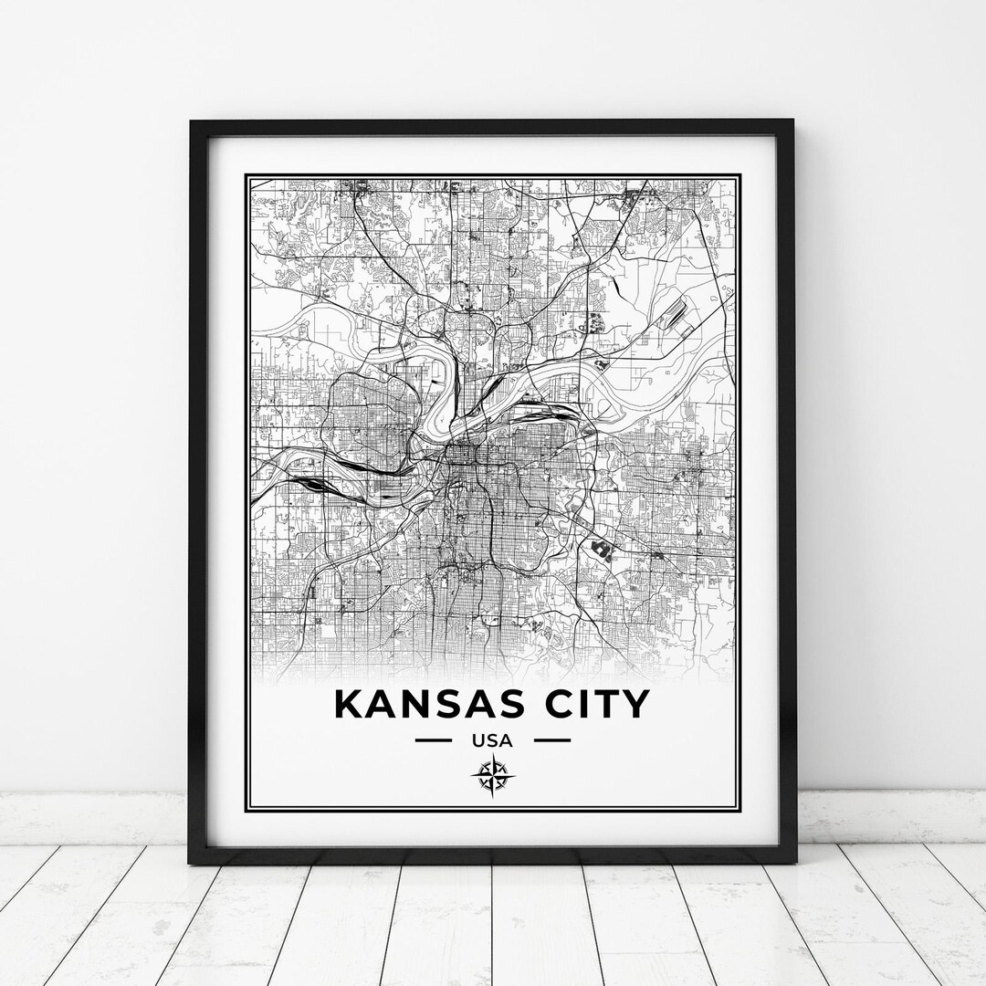 Kansas City Map Print | Map of Kansas City Kansas | Digital Download - Etsy