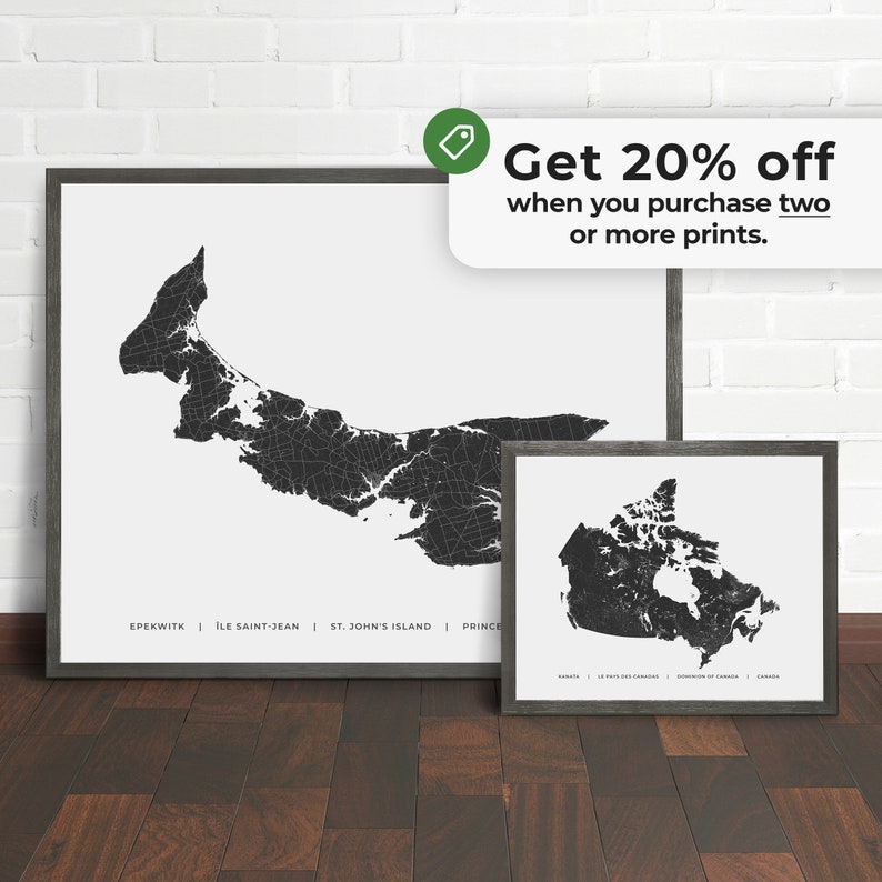 Prince Edward Island Heritage Map Print | Map of Prince Edward Island ...