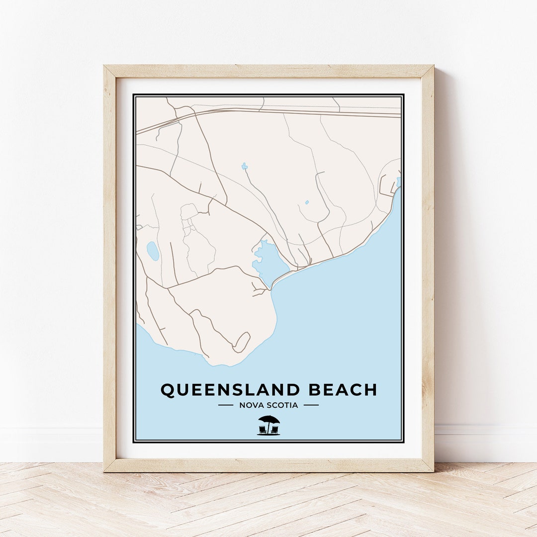 Queensland Beach Map Print | Map of Queensland Beach | Digital Download ...