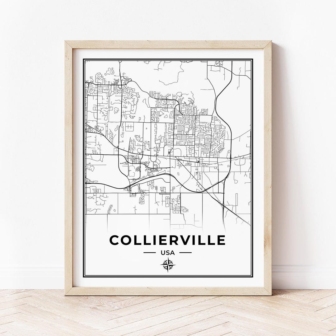 Collierville Map Print | Map of Collierville Tennessee | Digital ...
