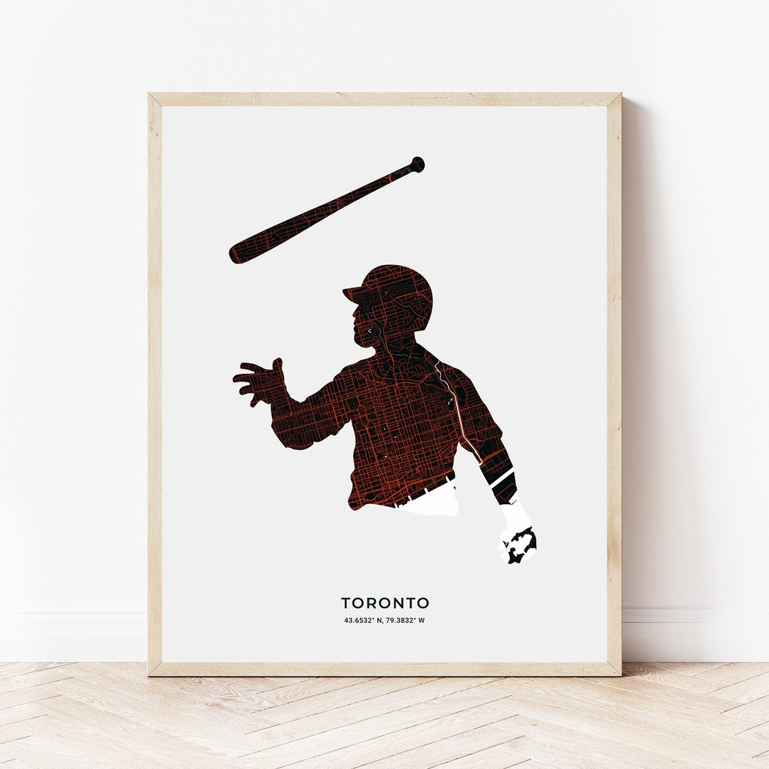 Toronto Baseball Bat Flip Print | Map of Toronto Ontario | Digital ...