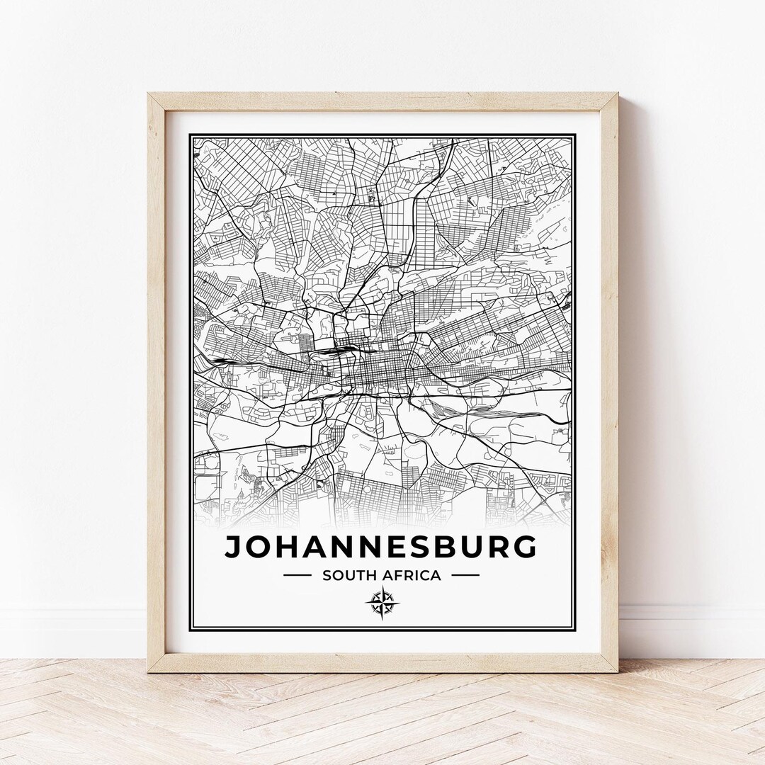 Johannesburg Map Print | Map of Johannesburg South Africa | Digital ...