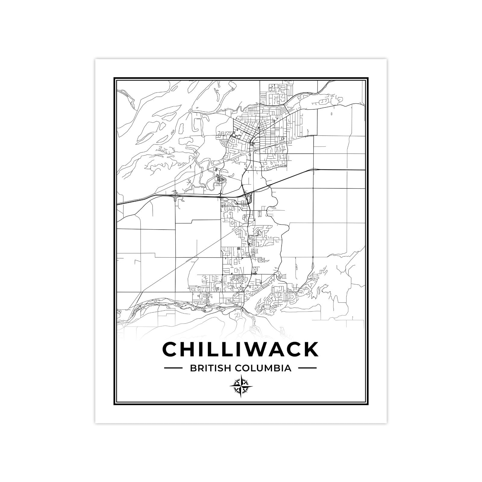 Chilliwack Map Print Map of Chilliwack British Columbia | Etsy