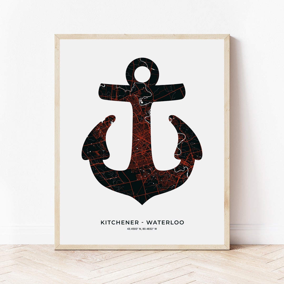 Kitchener-waterloo Anchor Print | Map of Kitchener-waterloo Ontario ...