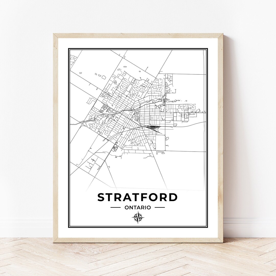 Stratford Map Print | Map of Stratford Ontario | Black & White ...