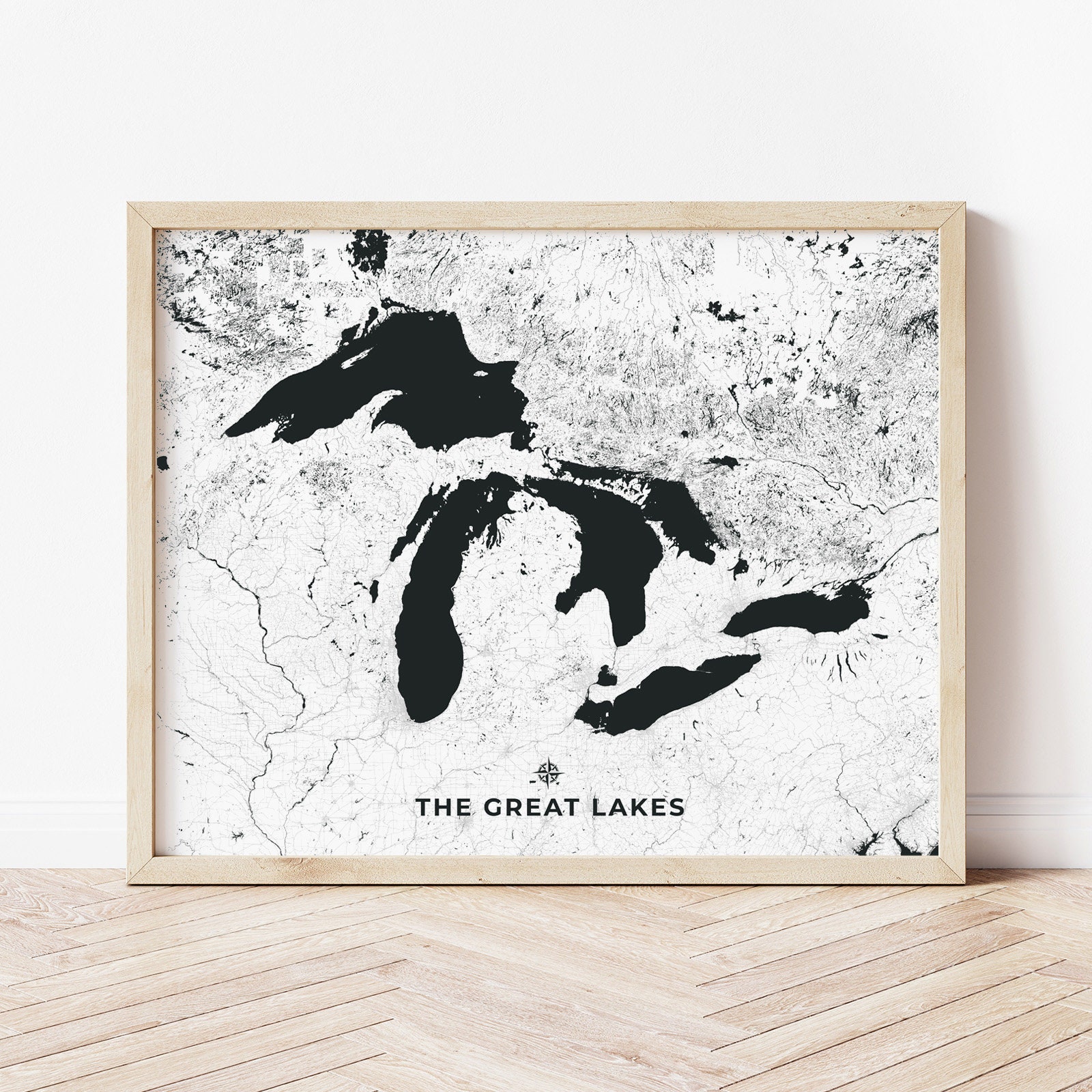 The Great Lakes Map Print Map of the Great Lakes | Etsy
