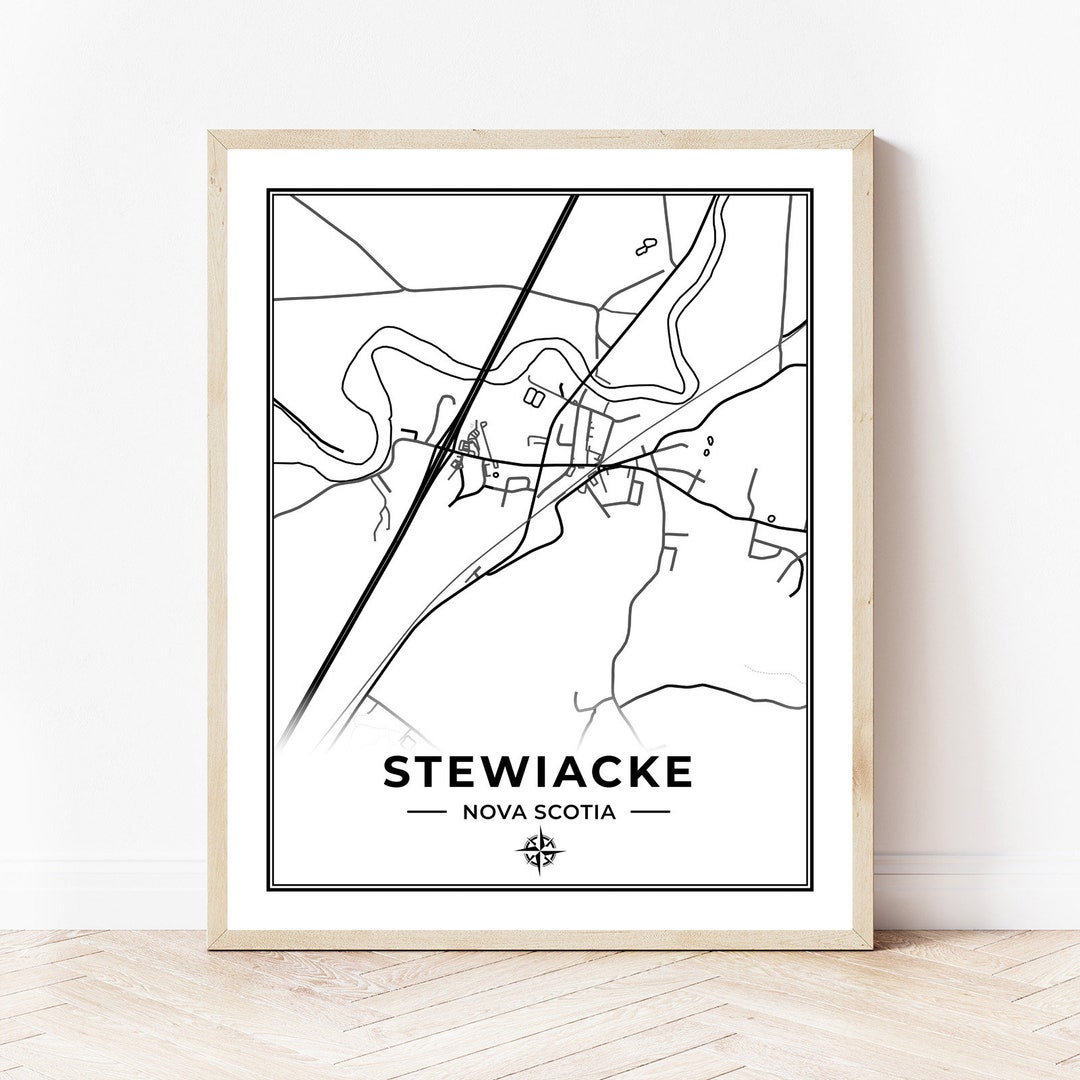 Stewiacke Map Print | Map of Stewiacke Nova Scotia | Black & White ...