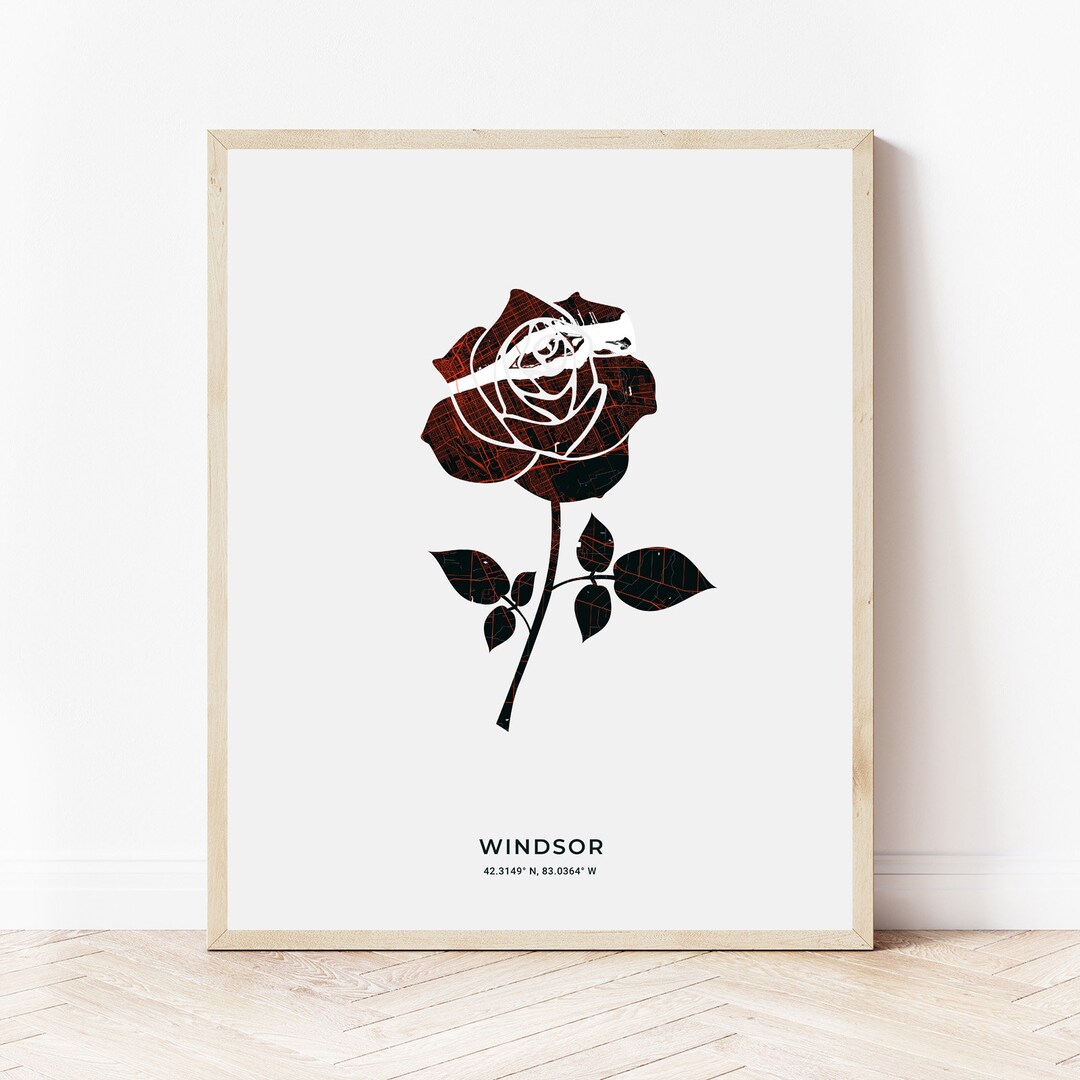 Windsor Rose Print | Map of Windsor Ontario | Digital Download - Etsy