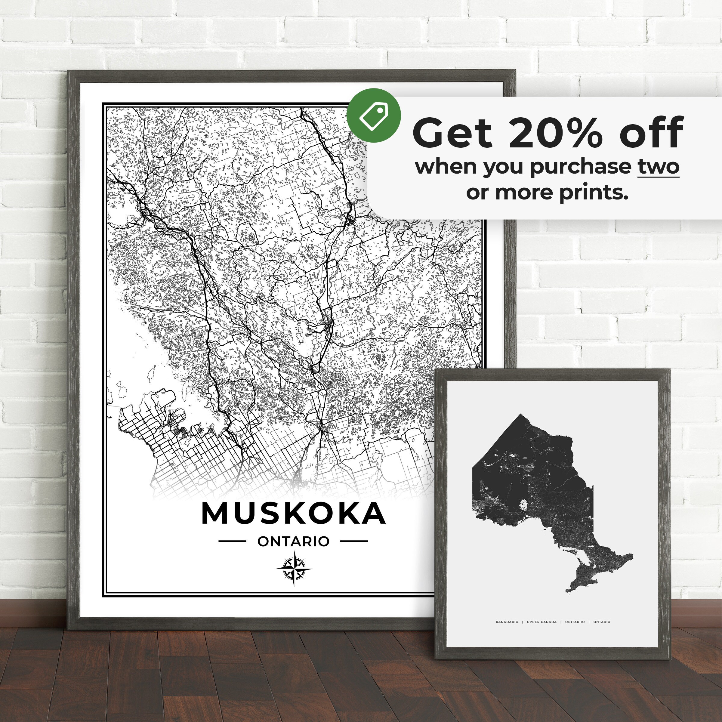 Muskoka Map Print Map of Muskoka Ontario Black & White - Etsy Canada