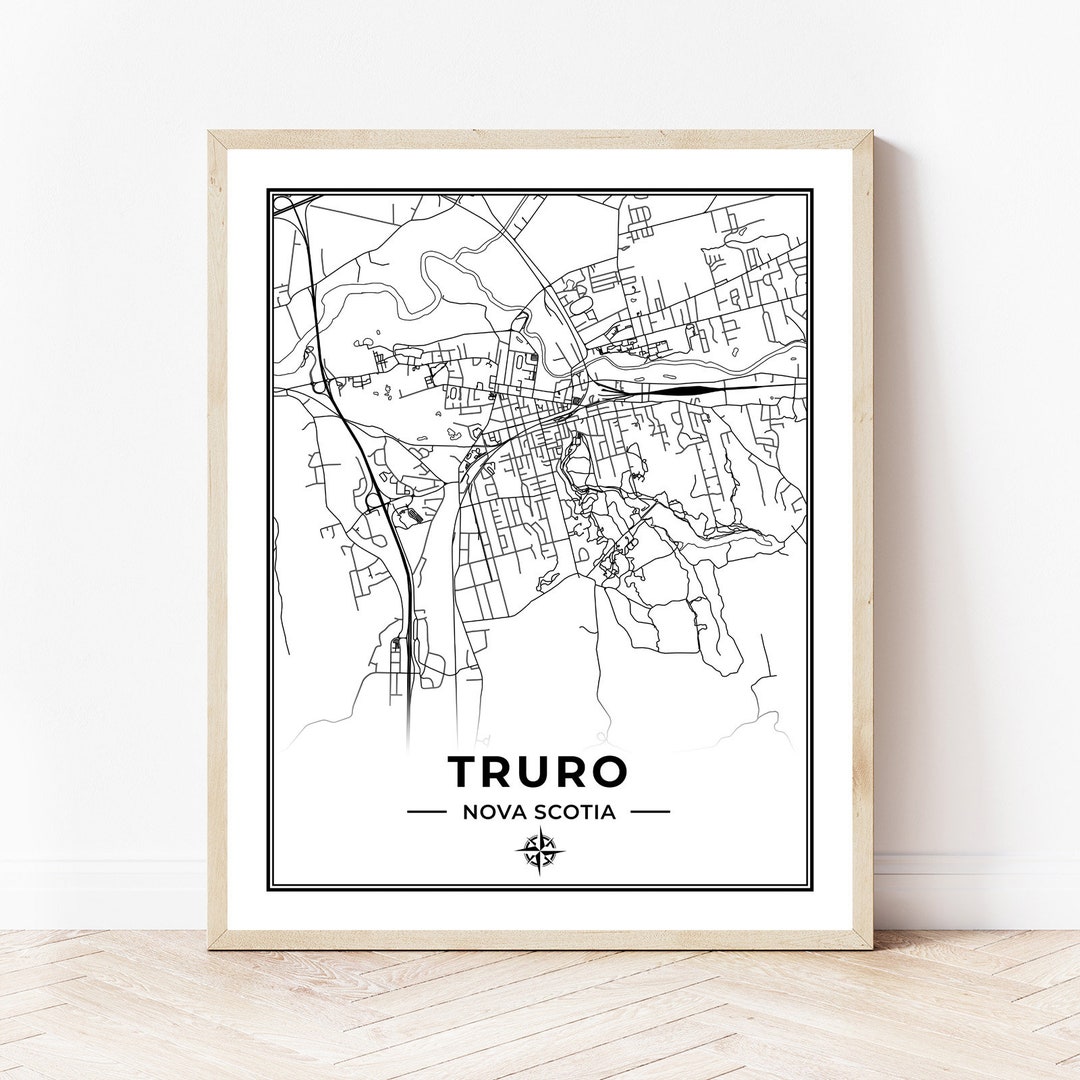 Truro Map Print | Map of Truro Nova Scotia | Black & White | Digital ...