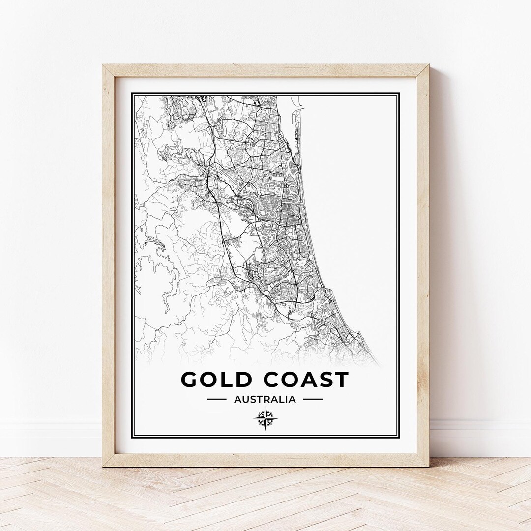Gold Coast Map Print | Map of Gold Coast Australia | Digital Download ...