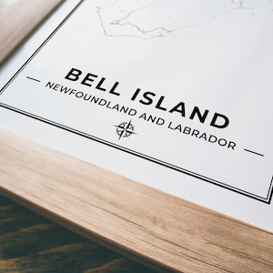 Bell Island Map Print | Map of Bell Island Newfoundland | Black & White ...