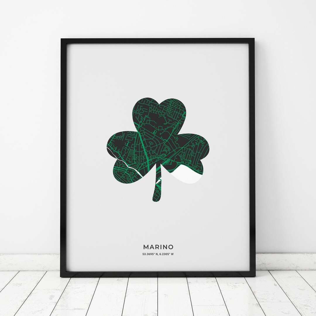 Marino Shamrock Map Print | Map of Marino Ireland | Digital Download - Etsy