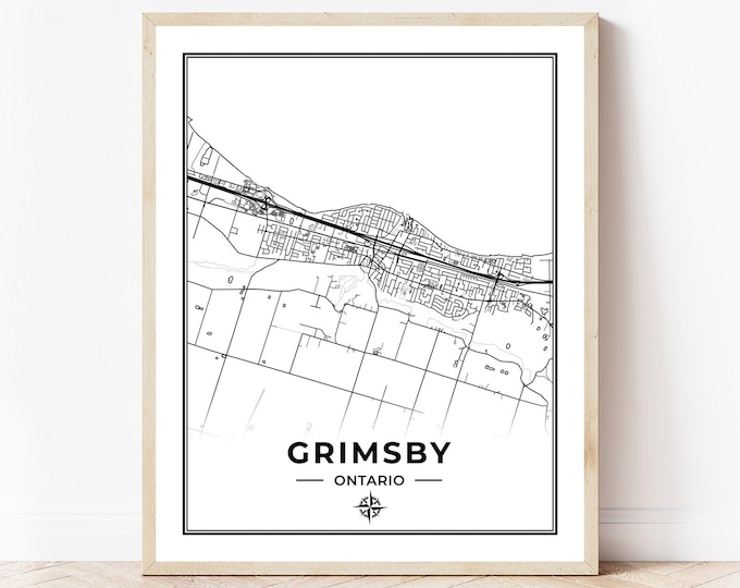 Grimsby, ON Map - Canada Wall Art - Grimsby, Ontario - Niagara Region ...