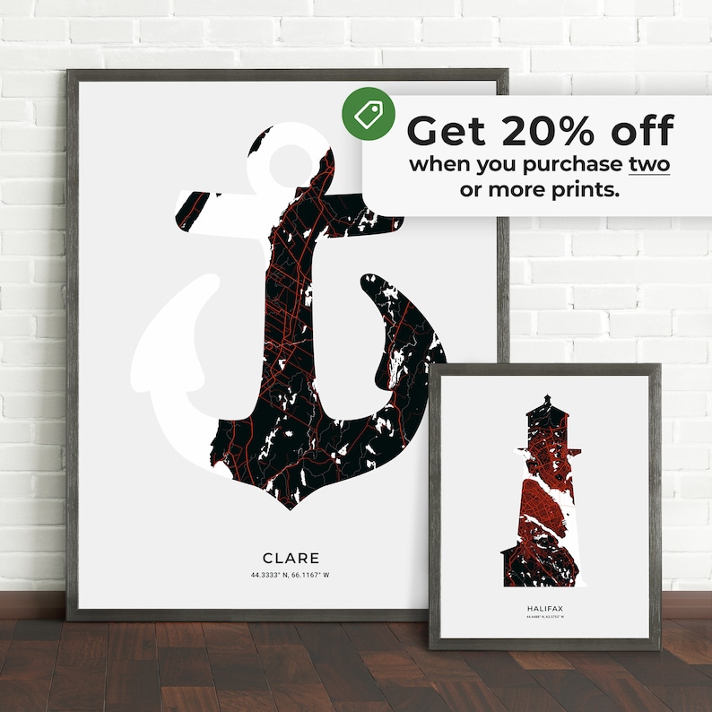 Clare Anchor Print | Map of Clare Nova Scotia | Digital Download - Etsy ...