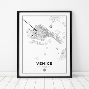 Venice Map Print | Map of Venice Italy | Digital Download - Etsy