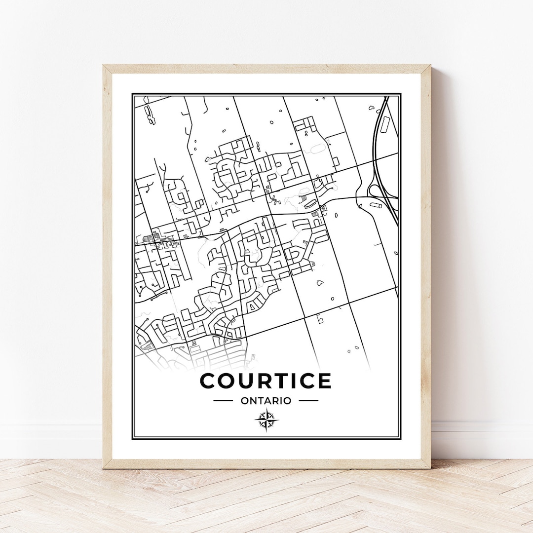 Courtice Map Print | Map of Courtice Ontario | Black & White | Digital ...