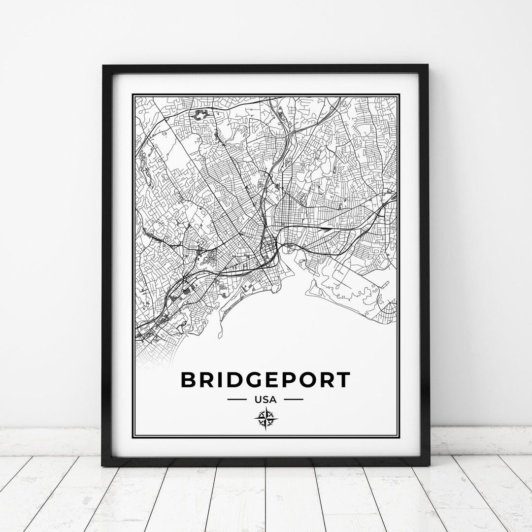 Bridgeport Map Print | Map of Bridgeport Connecticut | Digital Download ...