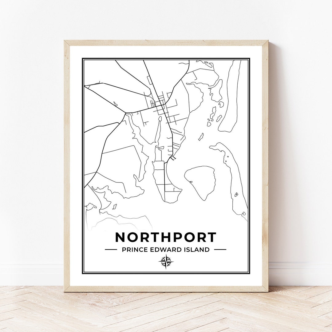 Northport Map Print | Map of Northport Prince Edward Island | Black ...