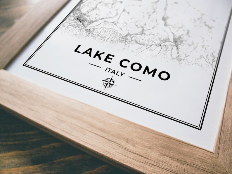 Lake Como Map Print | Map of Lake Como Italy | Digital Download - Etsy