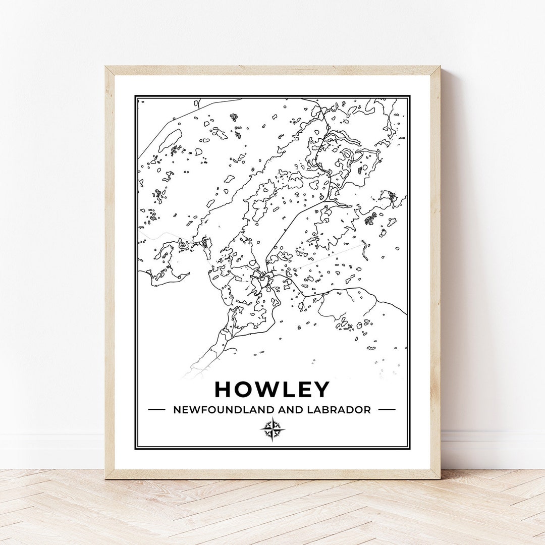 Howley Map Print | Map of Howley Newfoundland and Labrador | Black ...