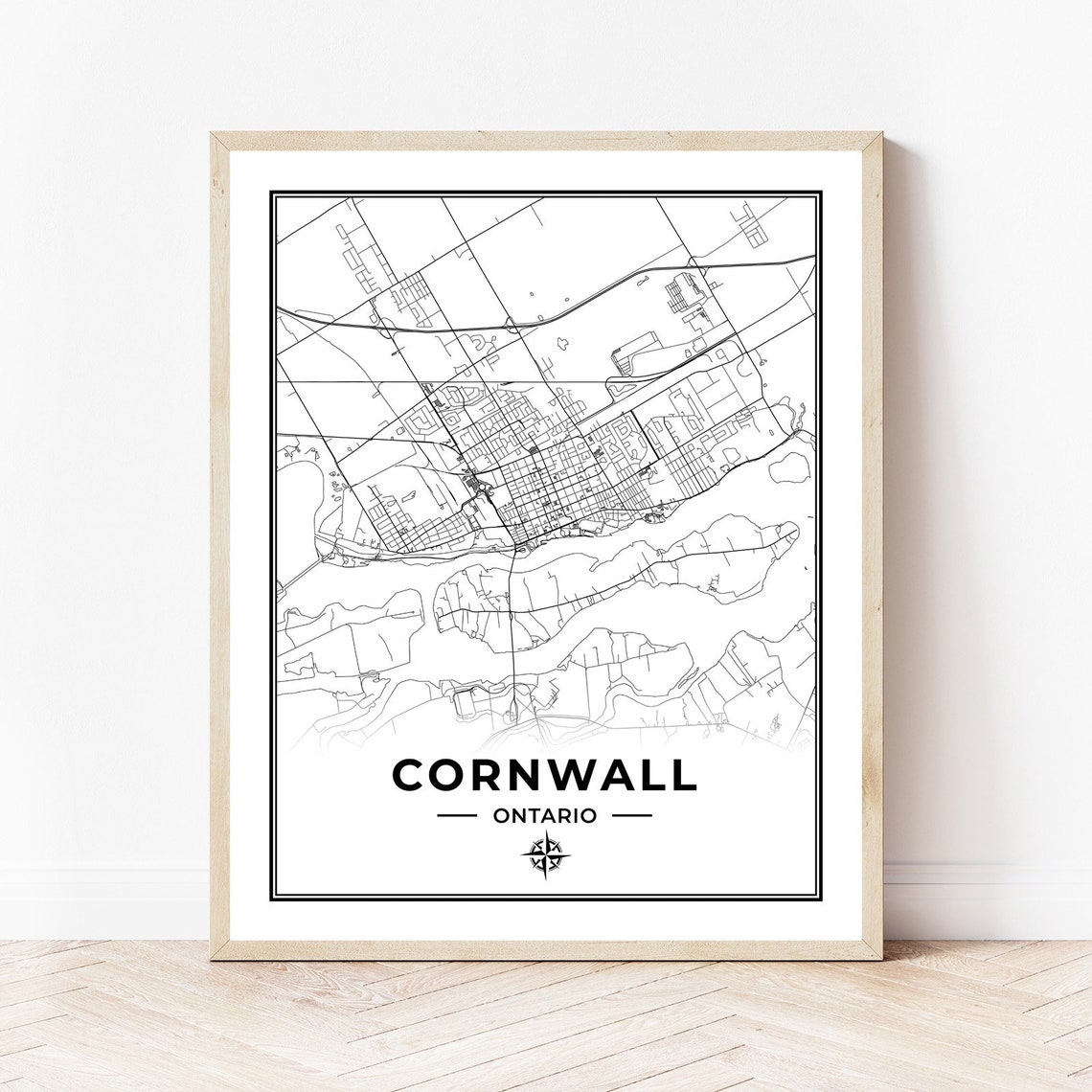 Cornwall Map Print Map of Cornwall Ontario Black & White | Etsy Canada