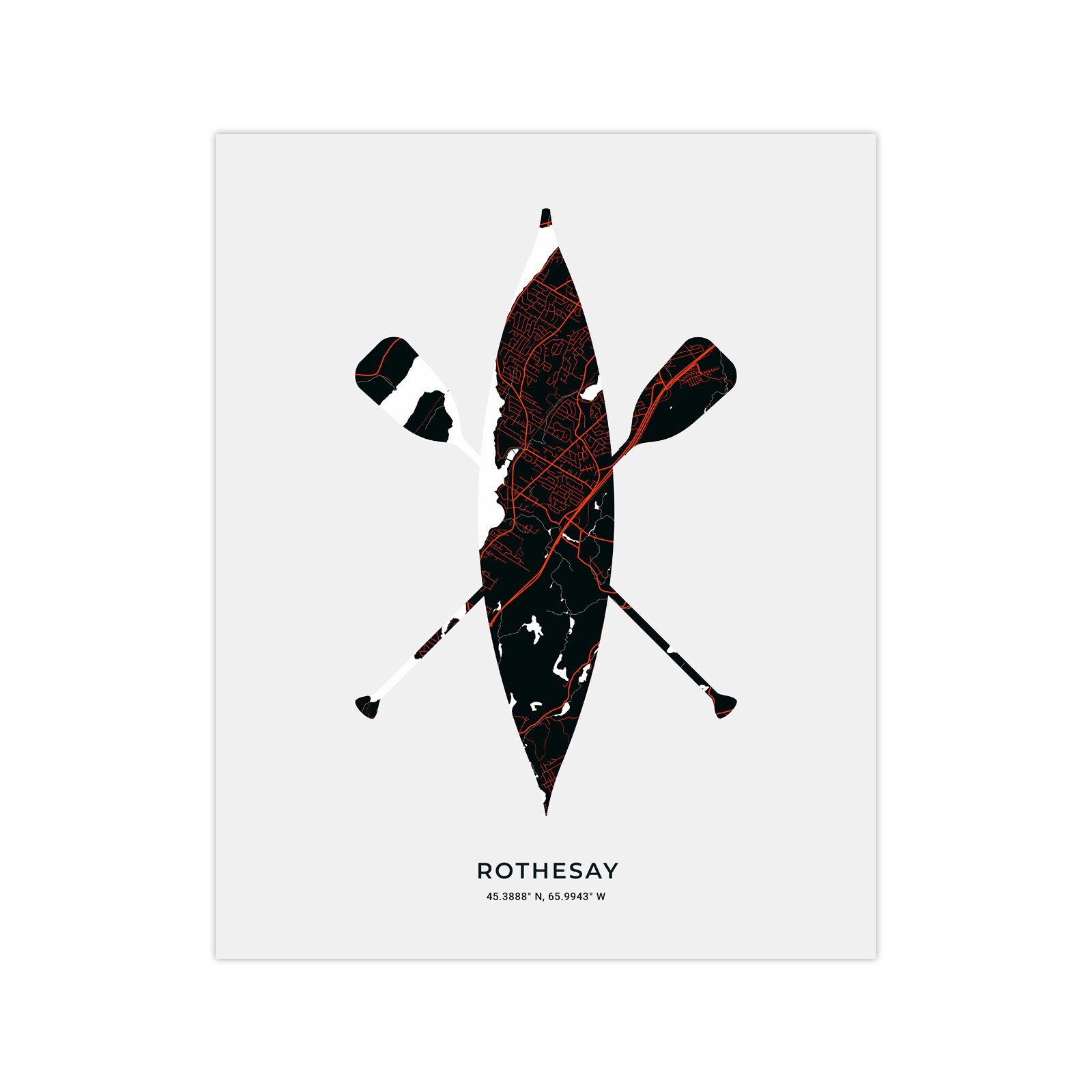 Rothesay Canoe Print | Map of Rothesay New Brunswick | Digital Download ...