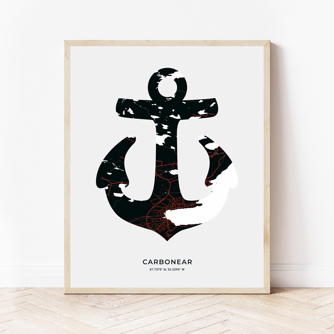 Carbonear Anchor Print | Map of Carbonear Newfoundland | Digital ...