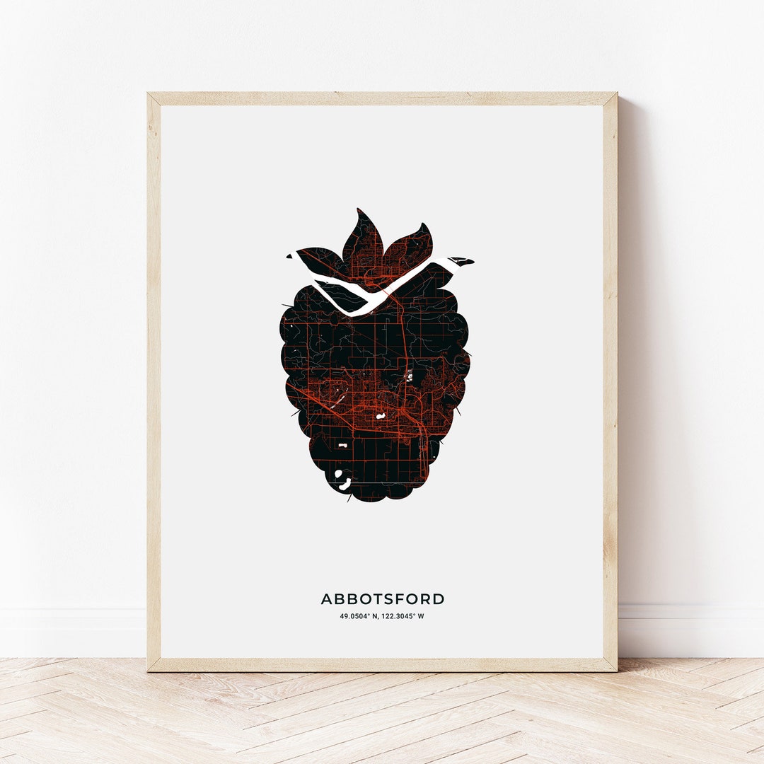 Abbotsford Raspberry Print | Map of Abbotsford British Columbia ...