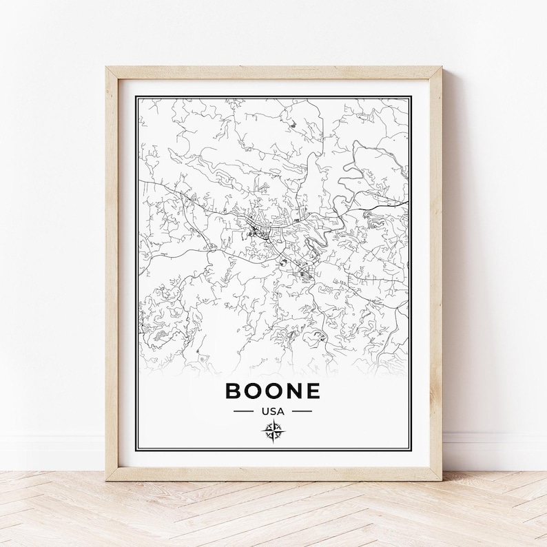 Boone Map Print | Map of Boone North Carolina | Digital Download - Etsy