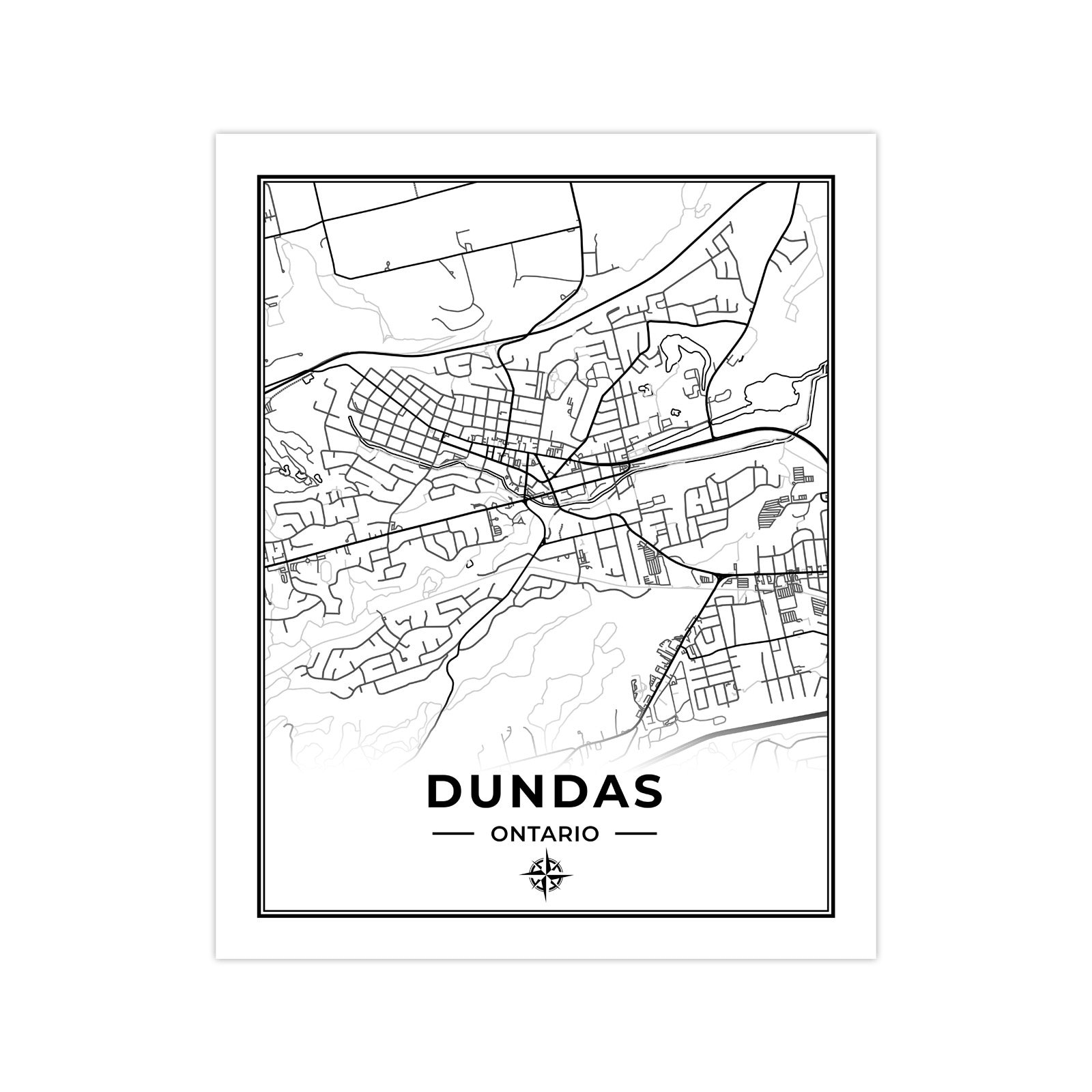 Dundas Map Print Map of Dundas Ontario Black & White | Etsy