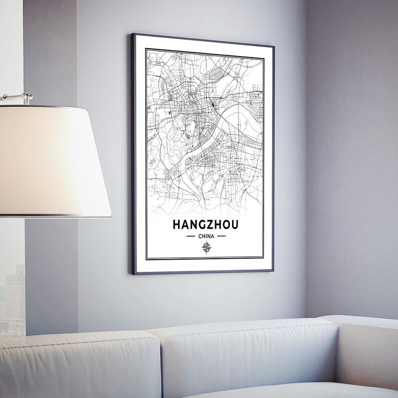 Hangzhou Map Print | Map of Hangzhou China | Digital Download - Etsy