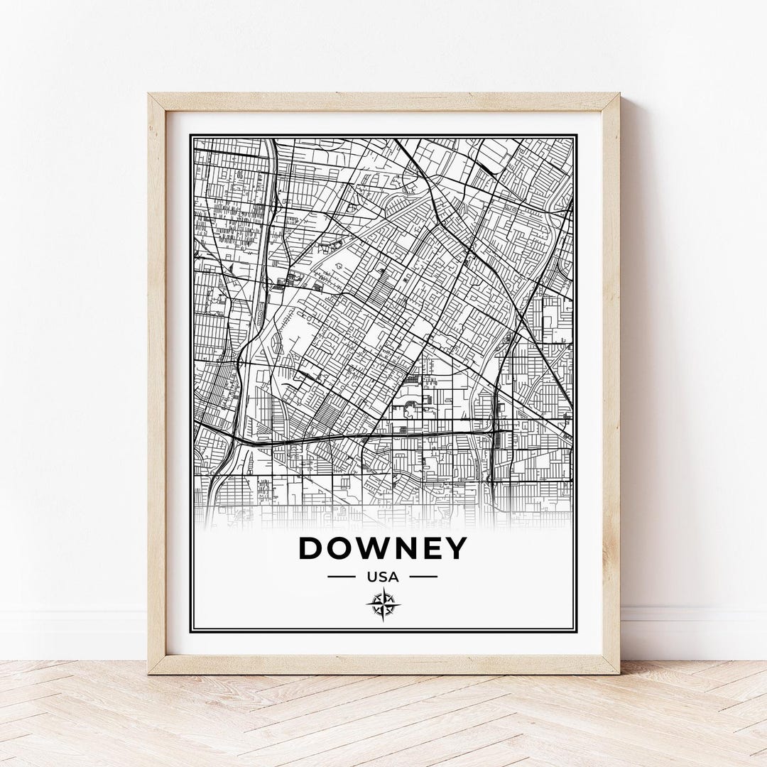 Downey Map Print | Map of Downey California | Digital Download - Etsy
