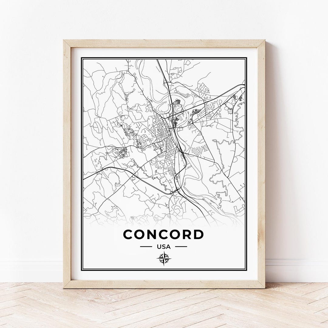Concord Map Print | Map of Concord New Hampshire | Digital Download - Etsy
