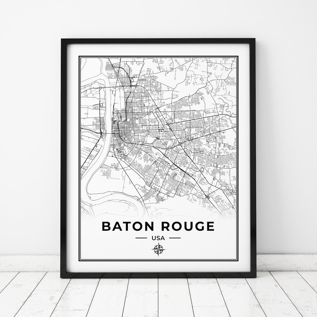 Baton Rouge Map Print | Map of Baton Rouge Louisiana | Digital Download ...