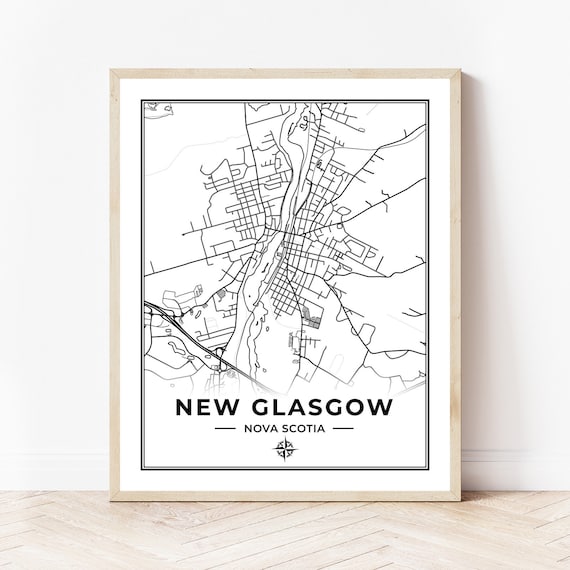 New Glasgow Map Print Map of New Glasgow Nova Scotia Black | Etsy